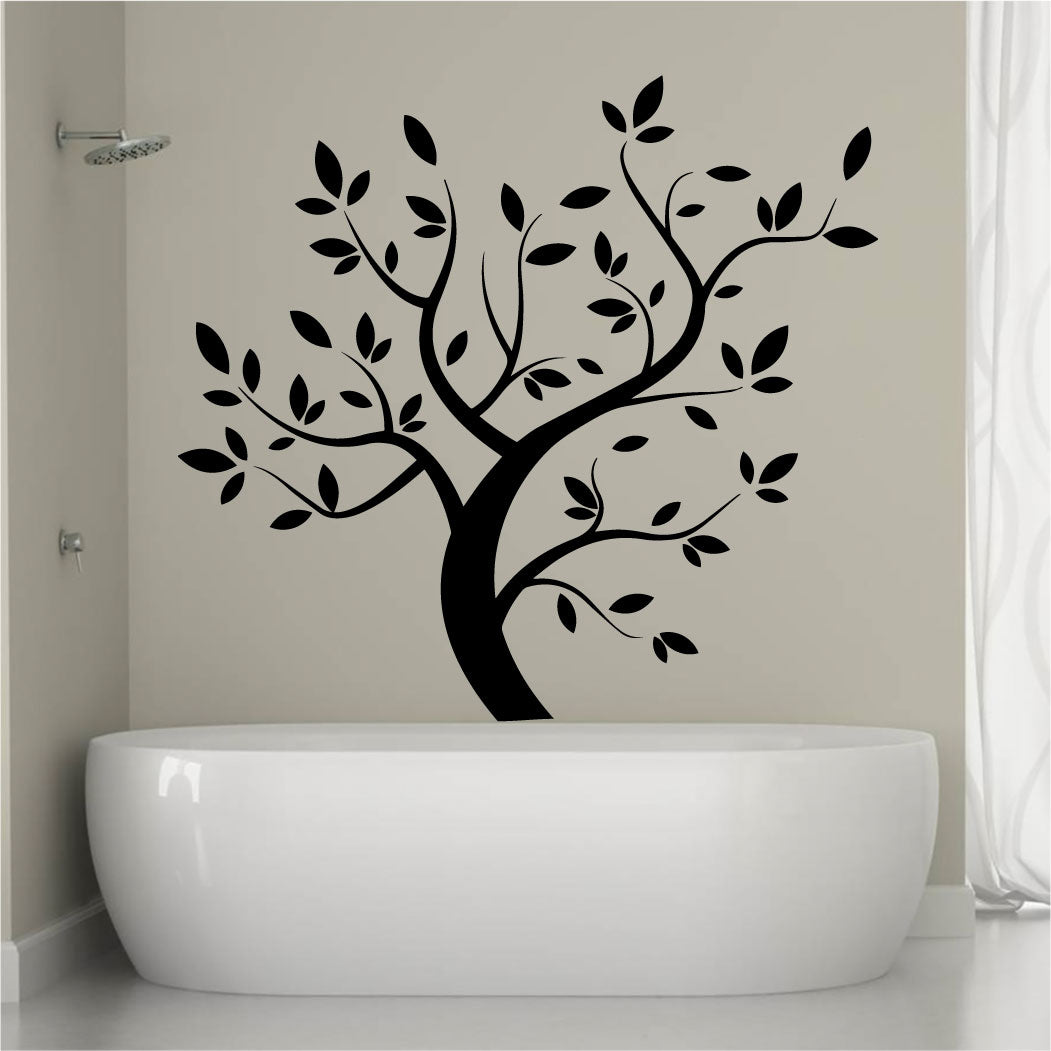 Curved Tree Silhouette Vinyl Wall Decal – Dye and Decor